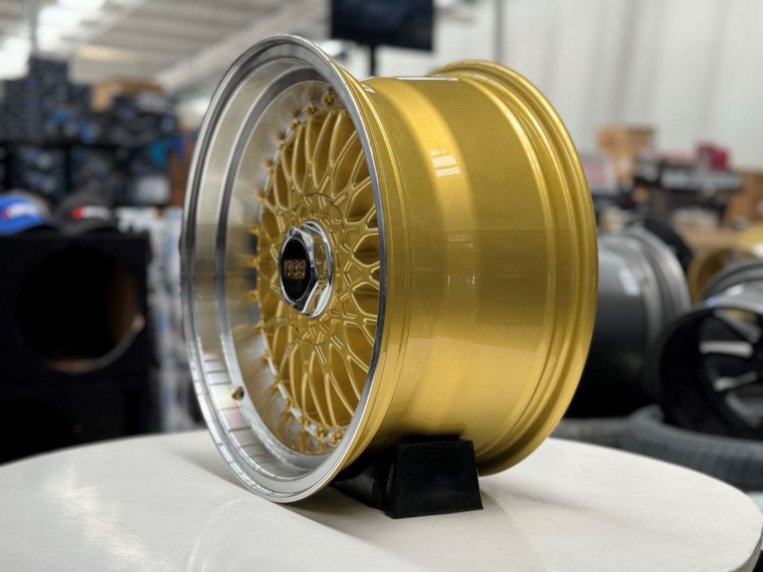 16X8 VORS VR3 BBS REP BASKET WEAVE 20P 4X100 4X114.3 73.1 GOLD - SET O ...